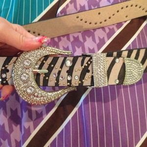 Accessories | Gorgeous Zebra Rhinestone Studded Belt | Poshmark