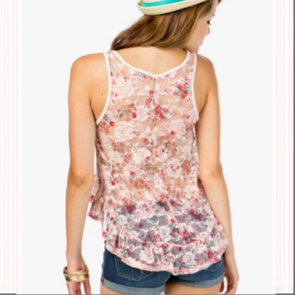 Tops | Adorable Sheer Floral Stretch Lace Hilo Tank Top | Poshmark