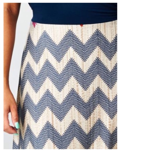 Dresses | Navy Grey Chevron Maxi Dress Floral Hem | Poshmark