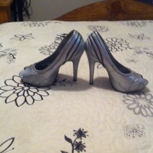 Ed Hardy | Shoes | Ed Hardy Silver Heels | Poshmark