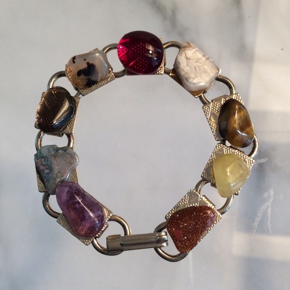 Vintage | Jewelry | Vintage Gemstone Link Bracelet | Poshmark