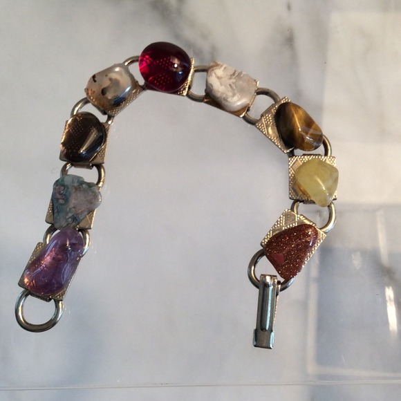 Vintage | Jewelry | Vintage Gemstone Link Bracelet | Poshmark