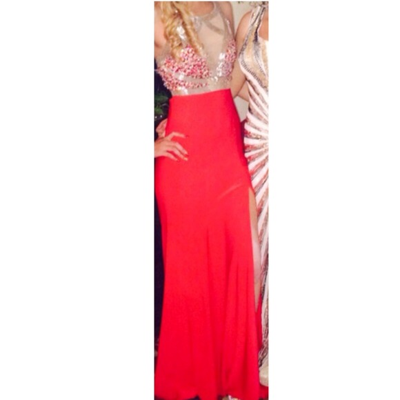 Dresses | Red Shiny Diamond Beaded Prom Dress | Poshmark