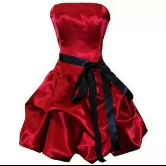 Pacific Plex | Dresses | Red Party Dress With Black Ribbon Bow | Poshmark