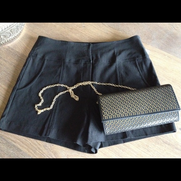 MMS Design Studio | Bags | Mms Black And Gold Clutch With Detachable ...