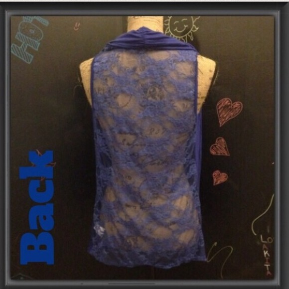 Tops | Blue Draped Laceback Top | Poshmark