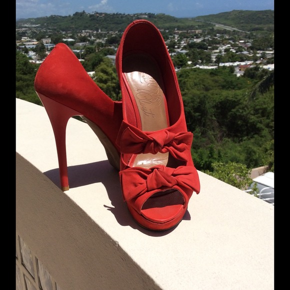 41% off lilis closet Shoes - 💔Red Double Bow peep toes from Bebi's ...