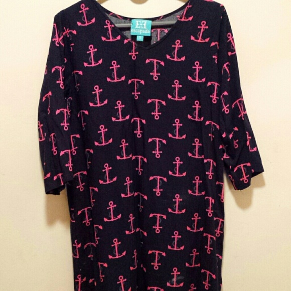 escapada | Tops | Navy And Pink Anchor Tunic | Poshmark