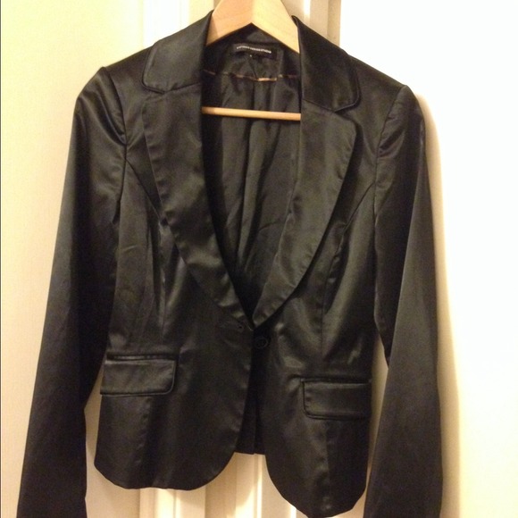 Jackets & Coats | Express Black Satin One Button Blazer | Poshmark