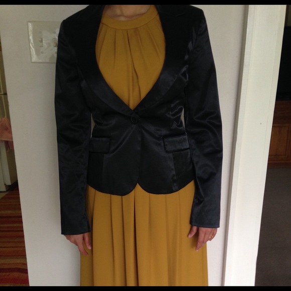 Jackets & Coats | Express Black Satin One Button Blazer | Poshmark