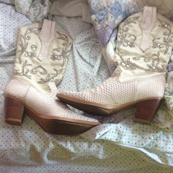 Shoes | Cream Colored Western Boots | Poshmark