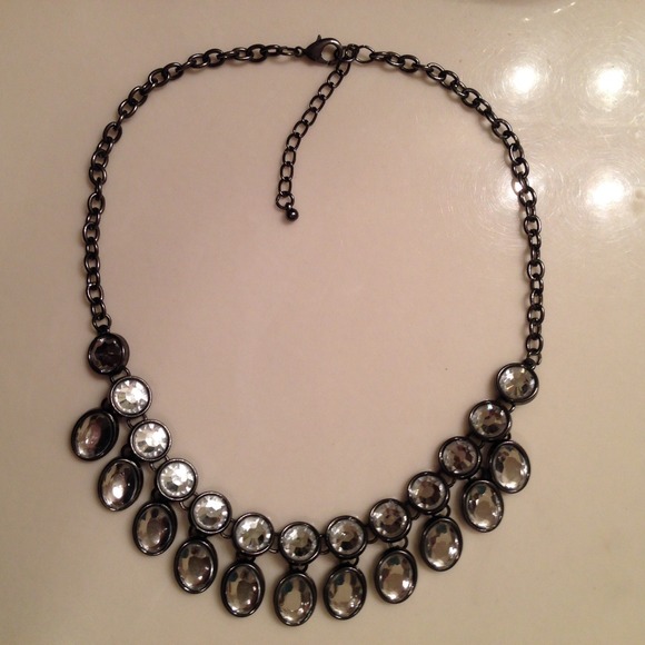 Jewelry | Gun Metal Chain Glam Silver Statement Necklace | Poshmark