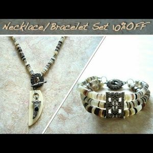 Jewelry | Double Horn Pendant Heishi Shell Bead Necklace | Poshmark