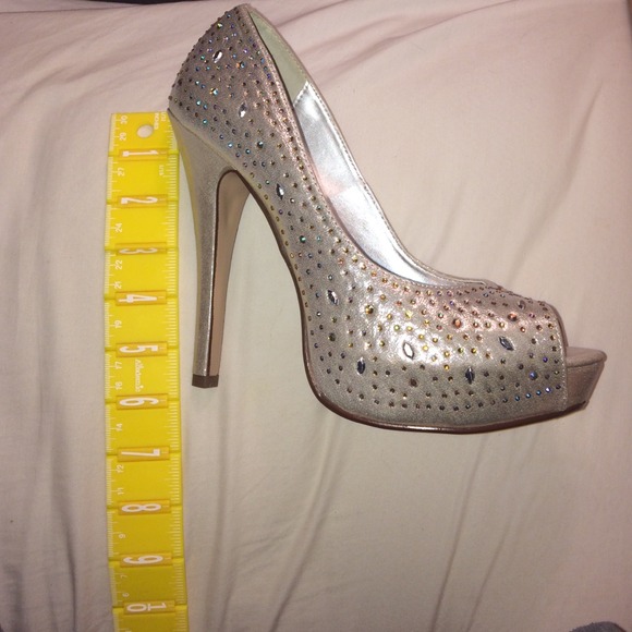 Delicious | Shoes | Shiny Silver Diamond Heels | Poshmark