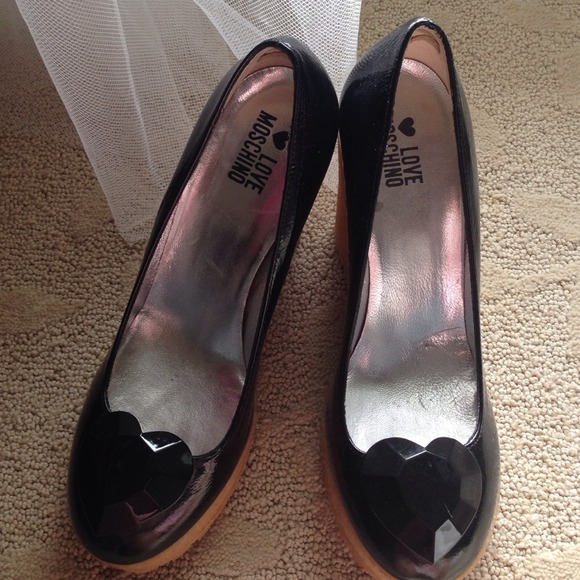 Moschino | Shoes | Moschino Rubber Wedges With Black Heart | Poshmark