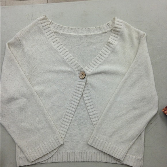 Tops | Egg Shell Knitted Shrug With Coconut Button | Poshmark