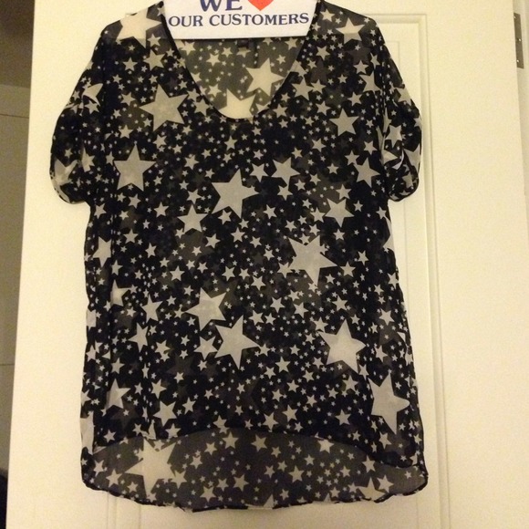 Aqua | Tops | Aqua See Through Star Top | Poshmark