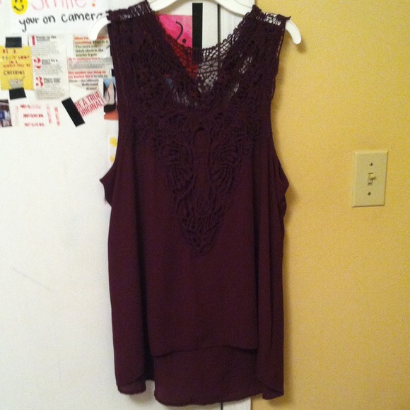Tops | Plum Colored Lace Blouse | Poshmark