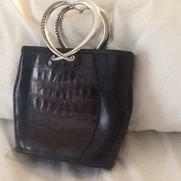 Brighton | Bags | Brighton Brown Leather Wsilver Heart Handle Purse ...