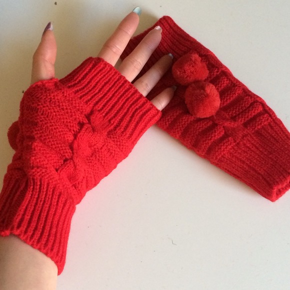 Accessories | Open Finger Mittens Red | Poshmark