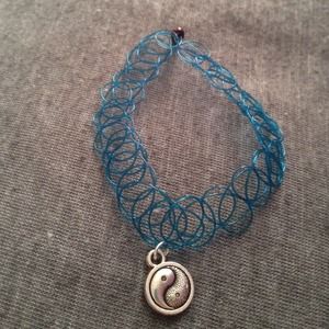 Jewelry | Blue Mini Yin Yang Tattoo Choker Bracelet | Poshmark