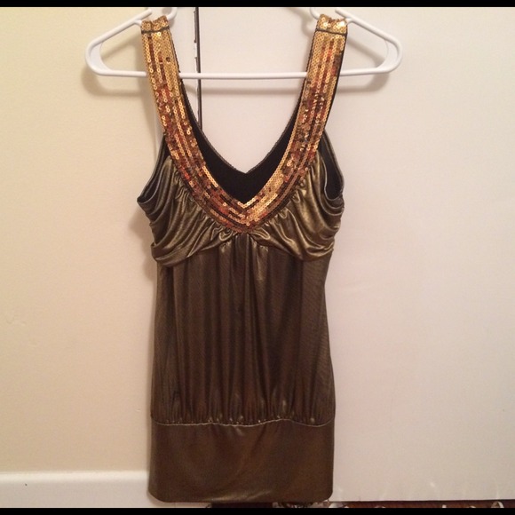 mandee | Dresses | Mandee Dark Green W Gold Sparkles Cocktail Dress ...