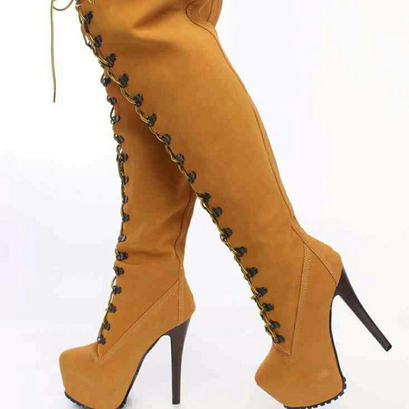 Shoes | New Tan Thigh High Hiking Boots | Poshmark