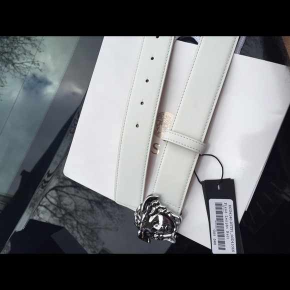 Versace | Accessories | Authentic White Versace Belt Silver Medusa Head ...