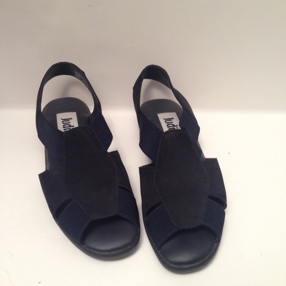 Judith | Shoes | Judith Navy Blue Suede And Elastic Sandals Shoes ...