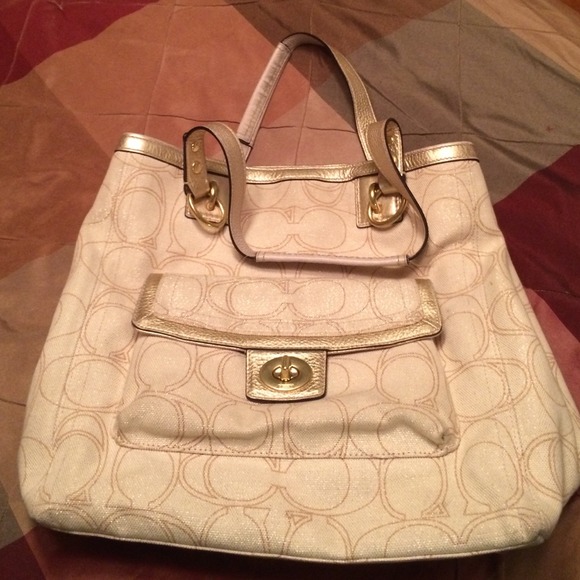 Coach | Bags | Authentic Gold And Cream Coach Purse | Poshmark