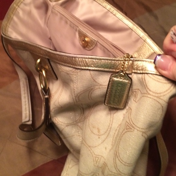 Coach | Bags | Authentic Gold And Cream Coach Purse | Poshmark