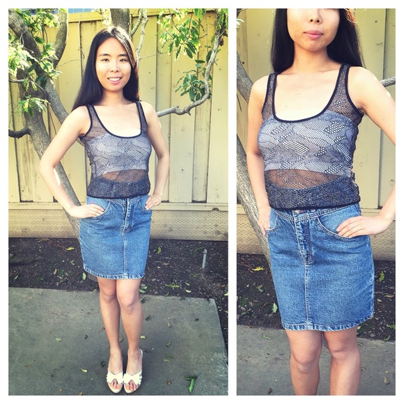 Vintage | Tops | Edgy Rocker Chic Metallic Seethru Fishnet Tank | Poshmark