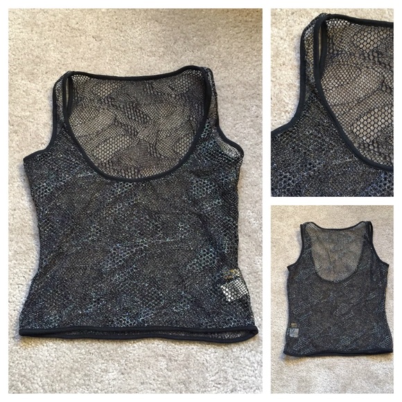 Vintage | Tops | Edgy Rocker Chic Metallic Seethru Fishnet Tank | Poshmark