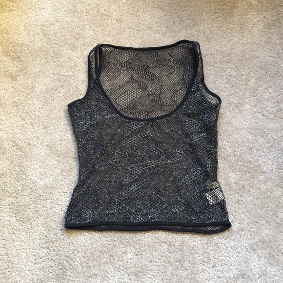 Vintage | Tops | Edgy Rocker Chic Metallic Seethru Fishnet Tank | Poshmark