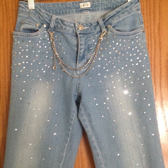 Cache | Jeans | Cache Rhinestone Jeans With Rhinestone Chain | Poshmark
