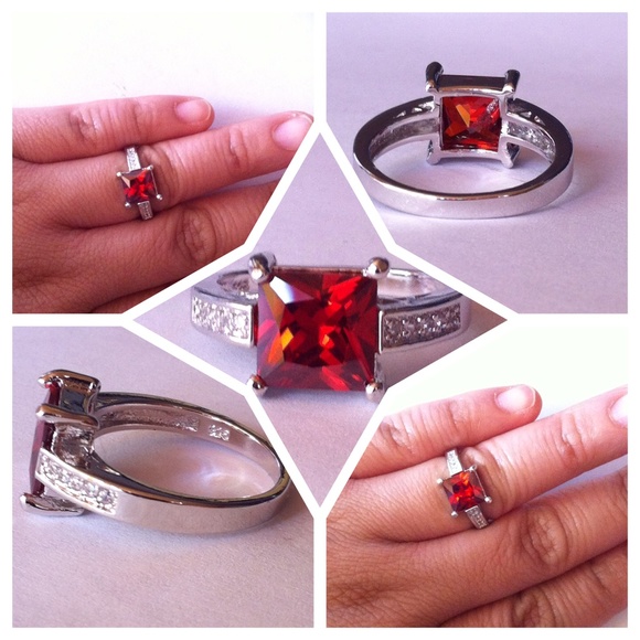 Jewelry | Amazing 925 Red Square Gemstone Ring | Poshmark