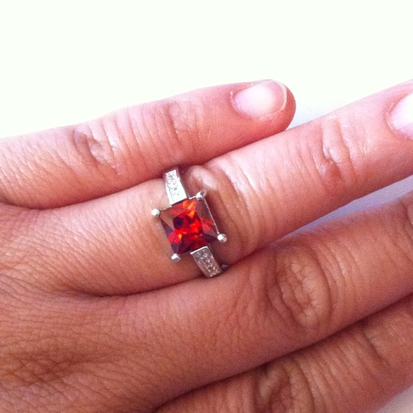Jewelry | Amazing 925 Red Square Gemstone Ring | Poshmark