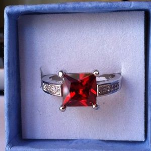 Jewelry | Amazing 925 Red Square Gemstone Ring | Poshmark