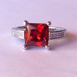 Jewelry | Amazing 925 Red Square Gemstone Ring | Poshmark