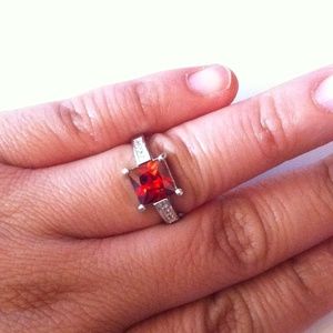 Jewelry | Amazing 925 Red Square Gemstone Ring | Poshmark