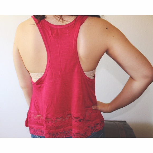 Hollister | Tops | Lace Racerback Tank Top | Poshmark