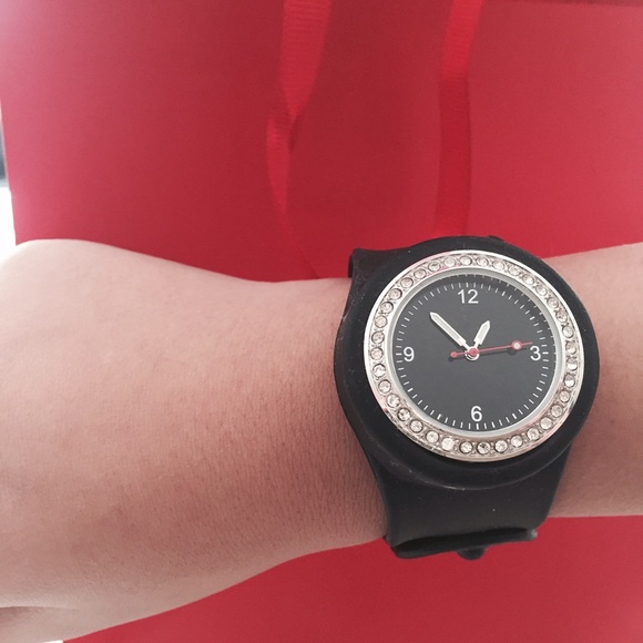 Accessories | Black Slap Bracelet Watch | Poshmark