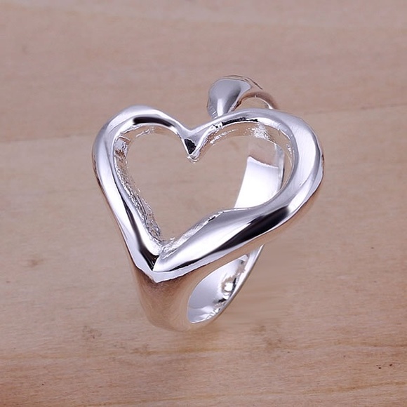 Jewelry | New 925 Silver Adjustable Heart Ring | Poshmark