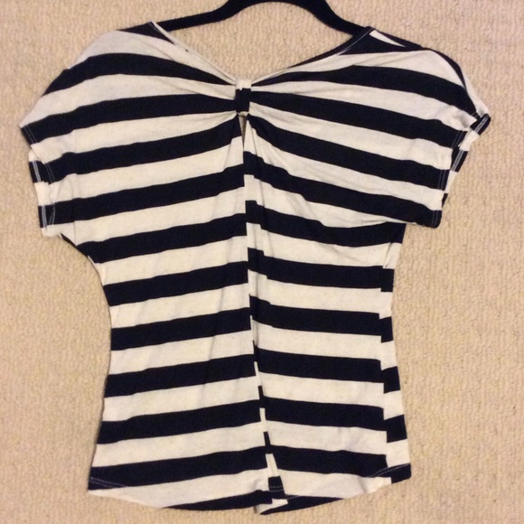 Shasa | Tops | Black Cream White Striped Short Sleeve Crop Top | Poshmark