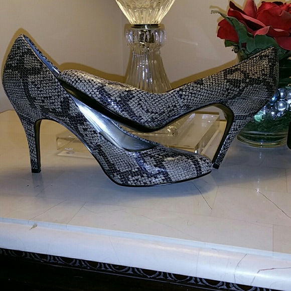Calvin Klein | Shoes | Charcoalgray Python Print Pumps | Poshmark