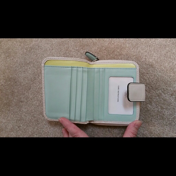 Coach | Bags | Coach Lime Green White And Baby Blue Wallet | Poshmark