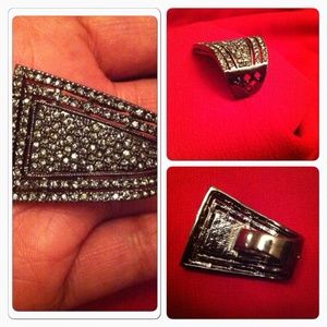 BCBGeneration | Jewelry | Hp Bcbg Gun Metal Rhinestones Ring | Poshmark