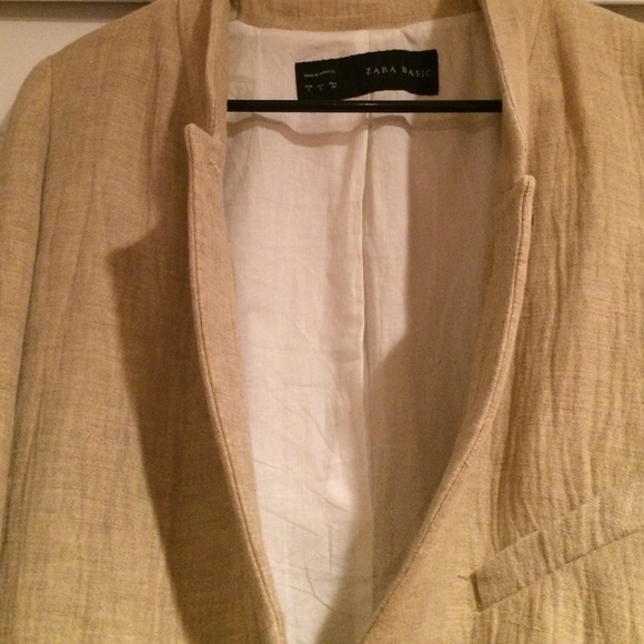 Zara | Jackets & Coats | Zara Linen Tan Jacket | Poshmark