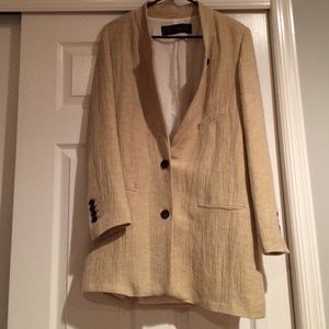 Zara | Jackets & Coats | Zara Linen Tan Jacket | Poshmark