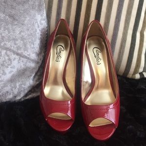 Candie's | Shoes | Red Peep Toe Candies Pumps | Poshmark